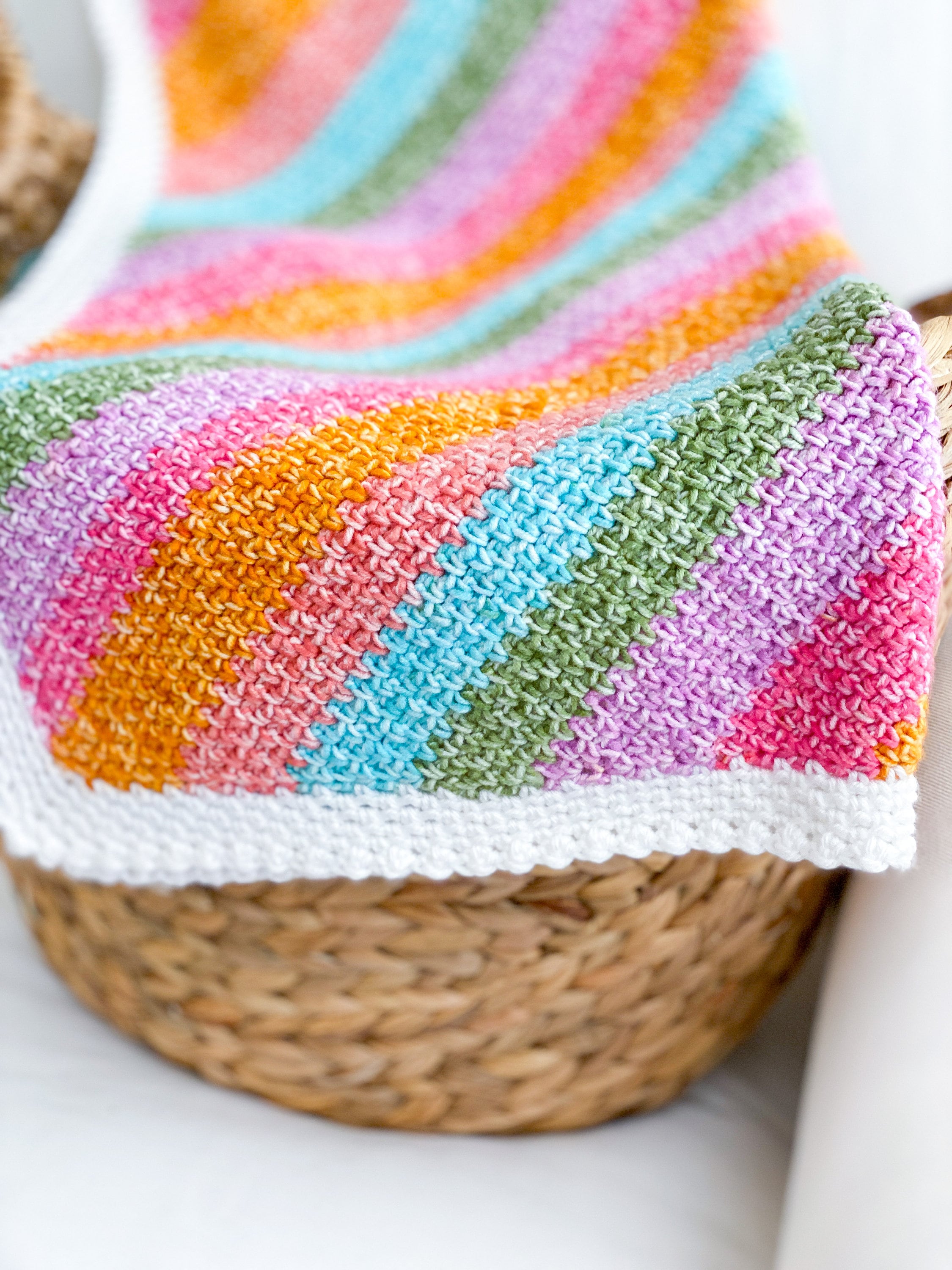 C2C Moss Stitch Crochet Pattern With Mini Bobble Border, Linen Stitch ...