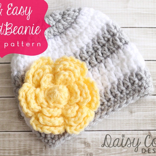 Crochet Flower Beanie Pattern - Etsy