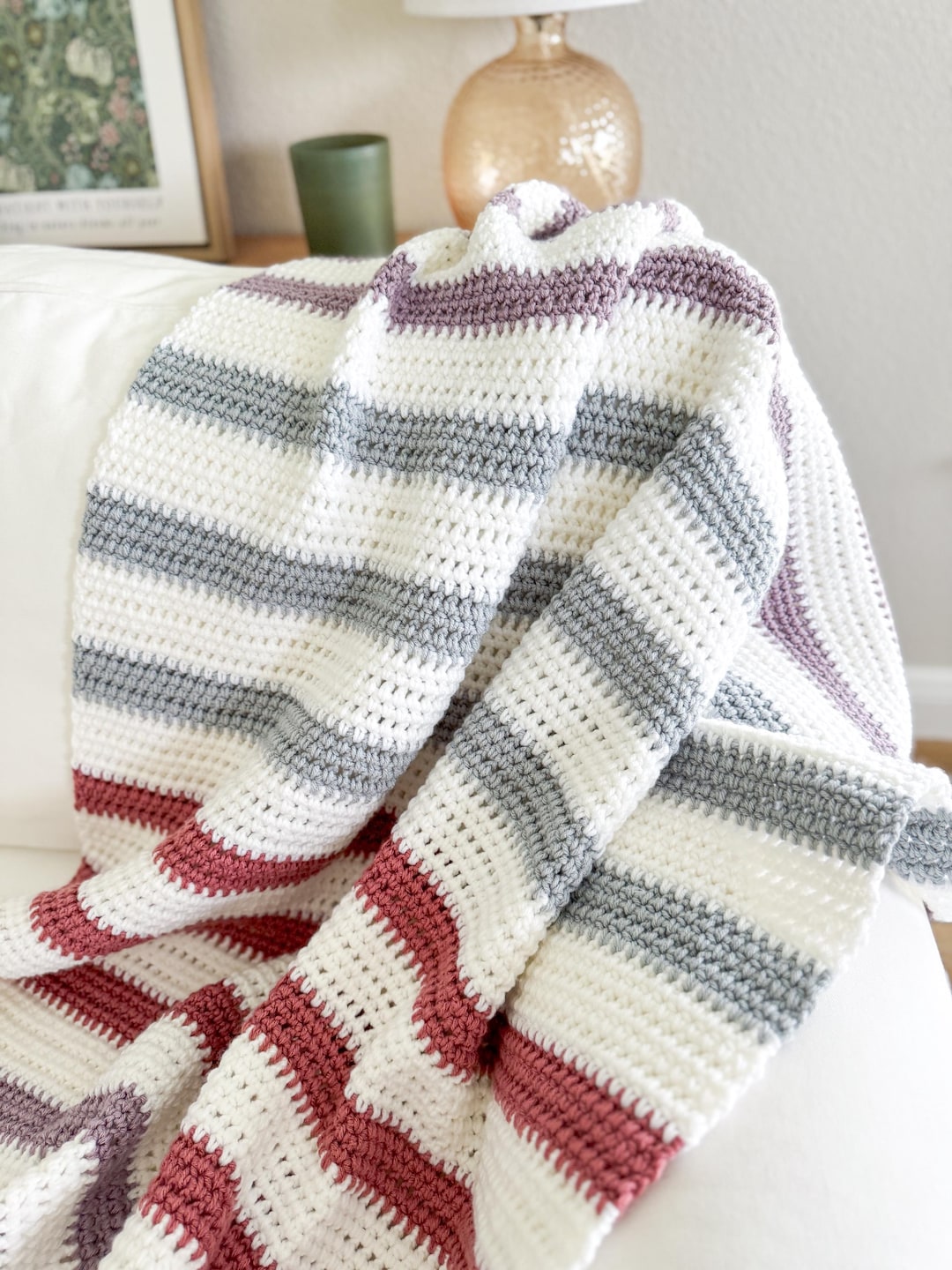 Easy Striped Blanket Crochet Pattern, Striped Crochet Throw Pattern ...
