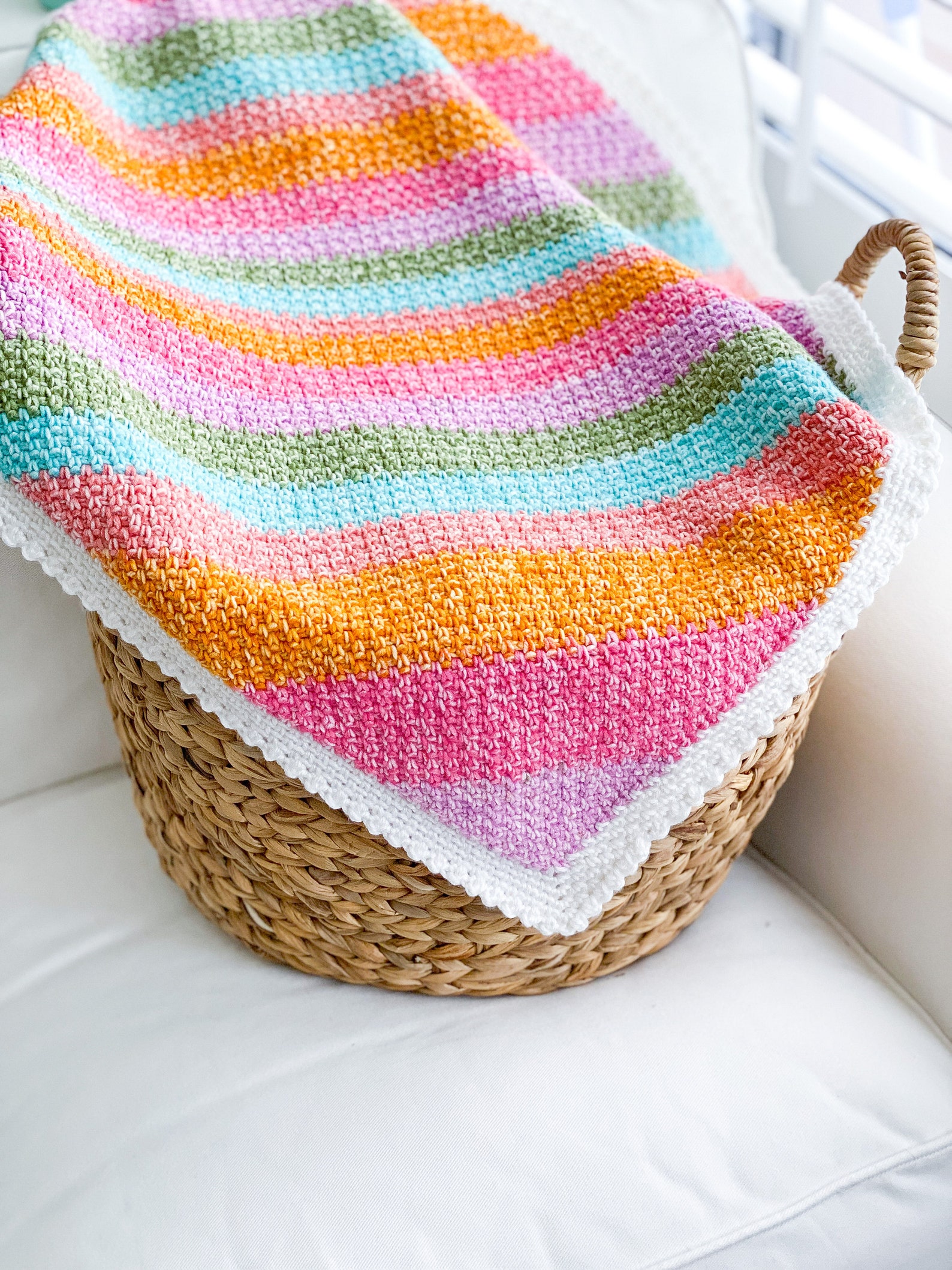 C2C Moss Stitch Crochet Pattern With Mini Bobble Border Linen | Etsy UK