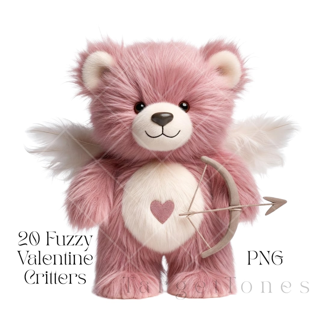 Valentine Critters PNG Bundle | 20 Fuzzy Animal Clipart | 3d Valentine ...
