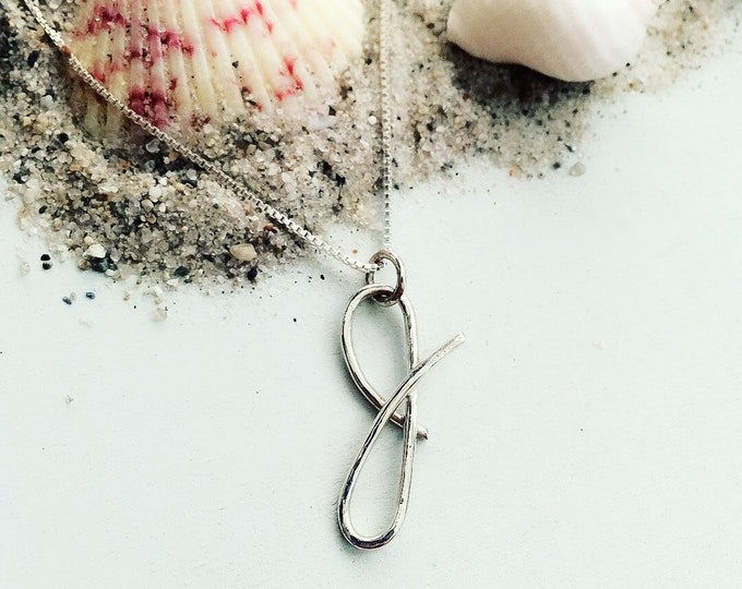 Silver Letter J Initial Necklace Cursive Bridesmaid Pendant - Etsy