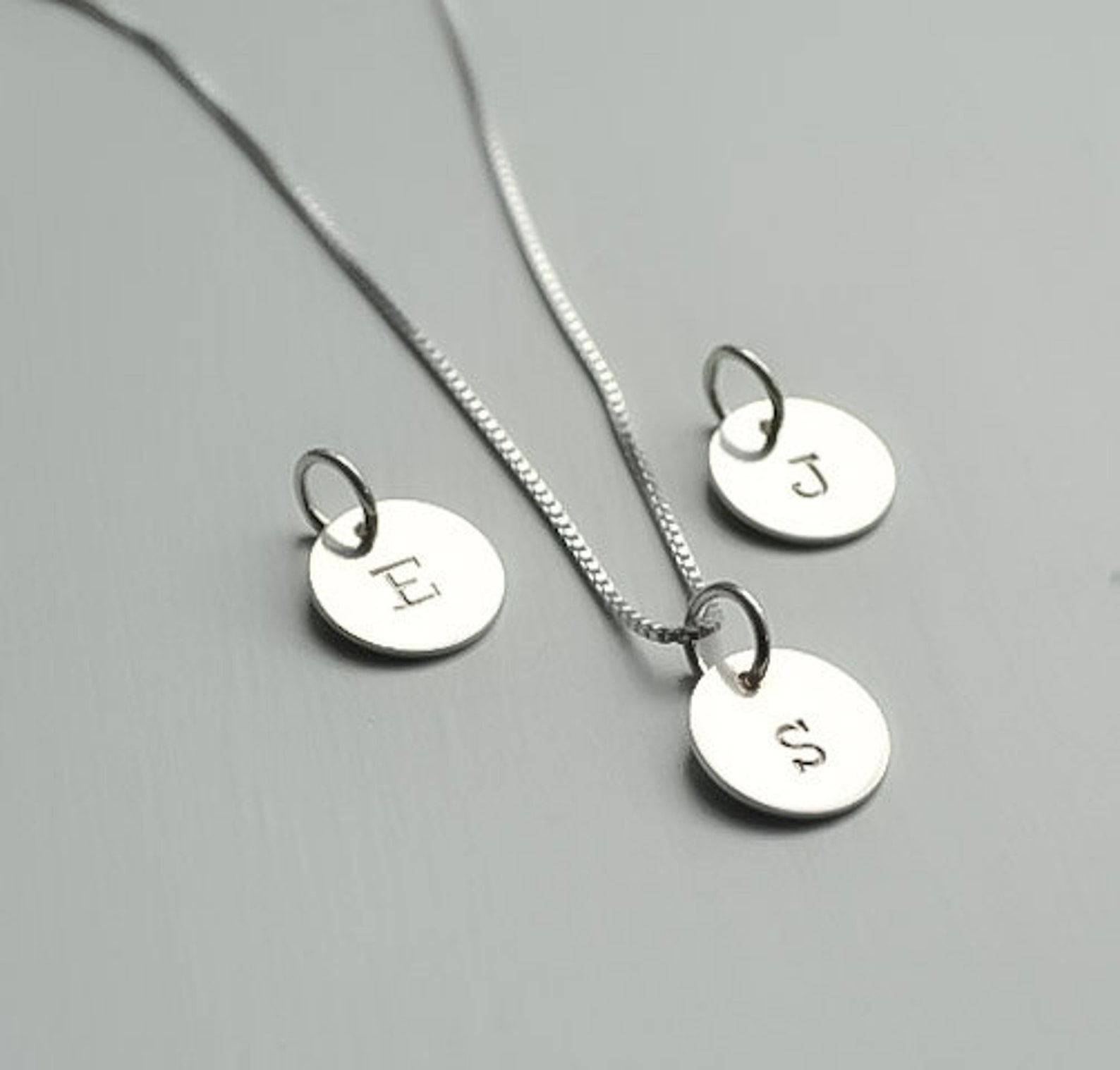 Stamped Letter R Necklace Letter Sterling Silver Disk Initial Pendant ...