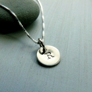 Stamped Letter R necklace Letter Sterling Silver Disk Initial | Etsy