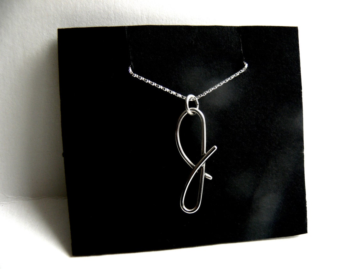 Silver Letter J Initial Necklace Cursive Bridesmaid Pendant Gift ...