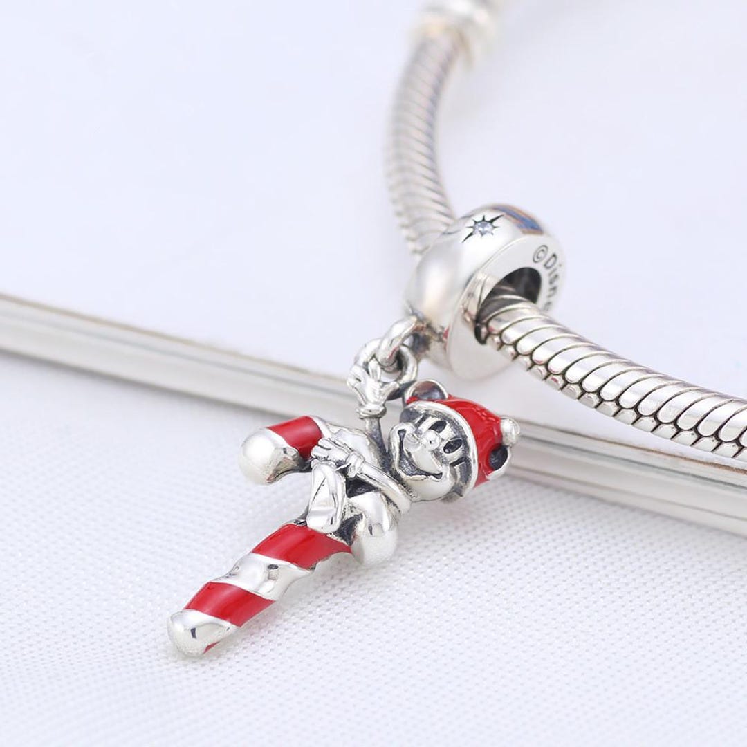 Pandora Disney Mickey's Santa Candy Cane Charm Christmas - Etsy