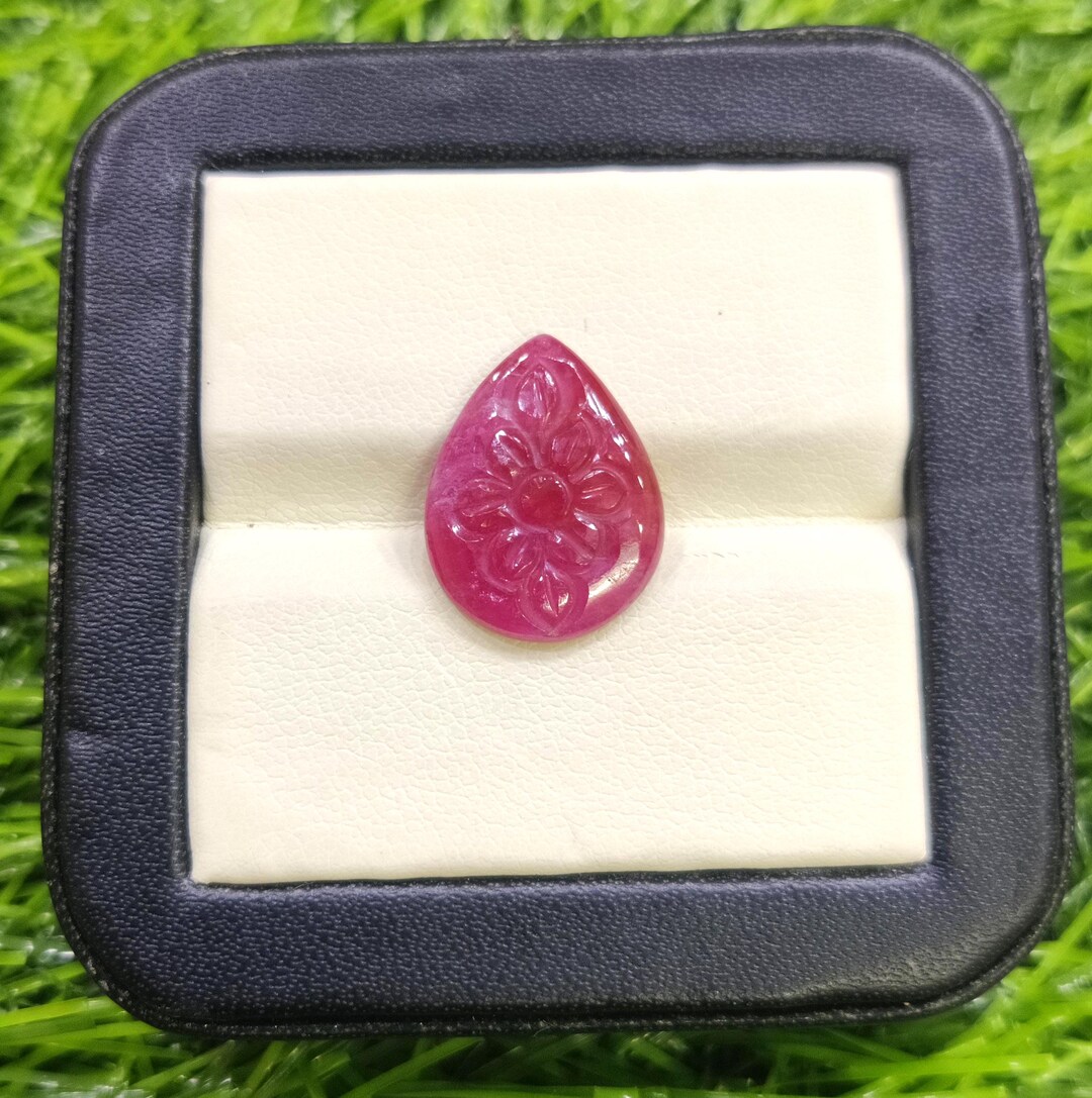 Carved Pear Ruby Gemstone: Glass Field Ruby Carving Stone for Jewelry ...