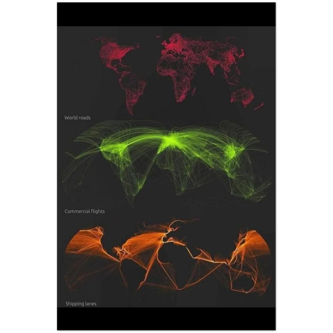 Logistical World Map Aluminum Print – Modern Travel Art - Etsy