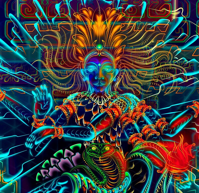 UV TAPESTRY "shiva Dance" - Black Light Trippy Wall Hanging Psychedelic ...