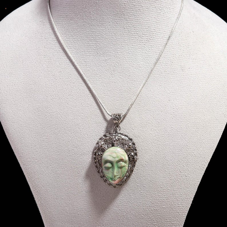 925 Sterling Silver Skull Goddess Face Locket Pendant: Handmade Hidden ...