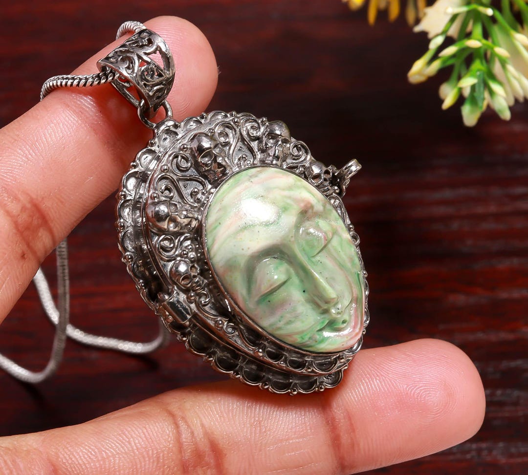 925 Sterling Silver Skull Goddess Face Locket Pendant: Handmade Hidden ...