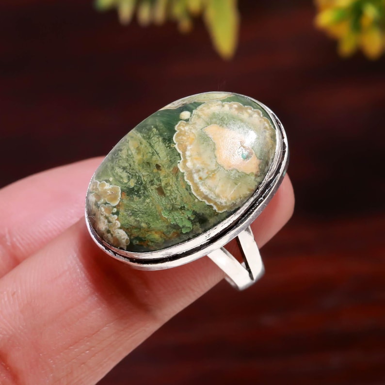 Australian Rainforest Jasper Ring : 925 Sterling Silver Boho Statement ...