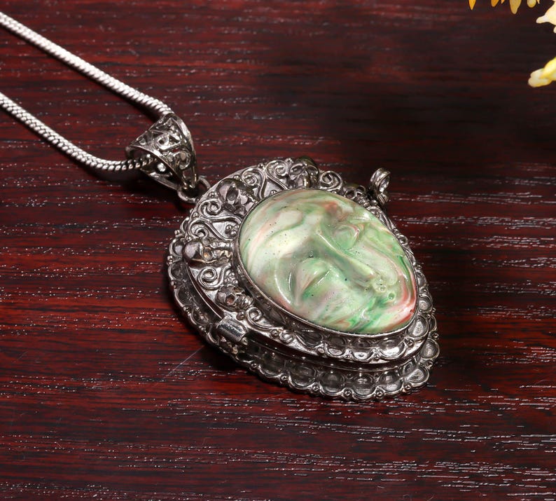 925 Sterling Silver Skull Goddess Face Locket Pendant: Handmade Hidden ...