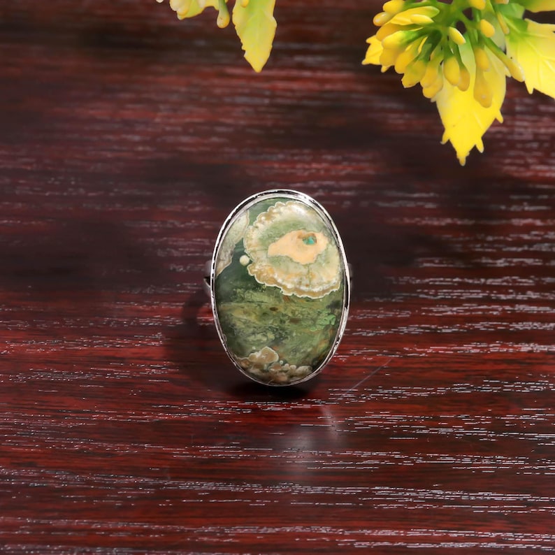 Australian Rainforest Jasper Ring : 925 Sterling Silver Boho Statement ...