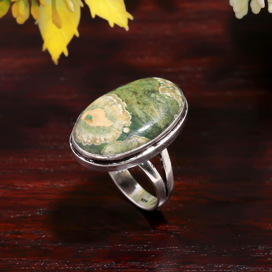 Australian Rainforest Jasper Ring : 925 Sterling Silver Boho Statement ...