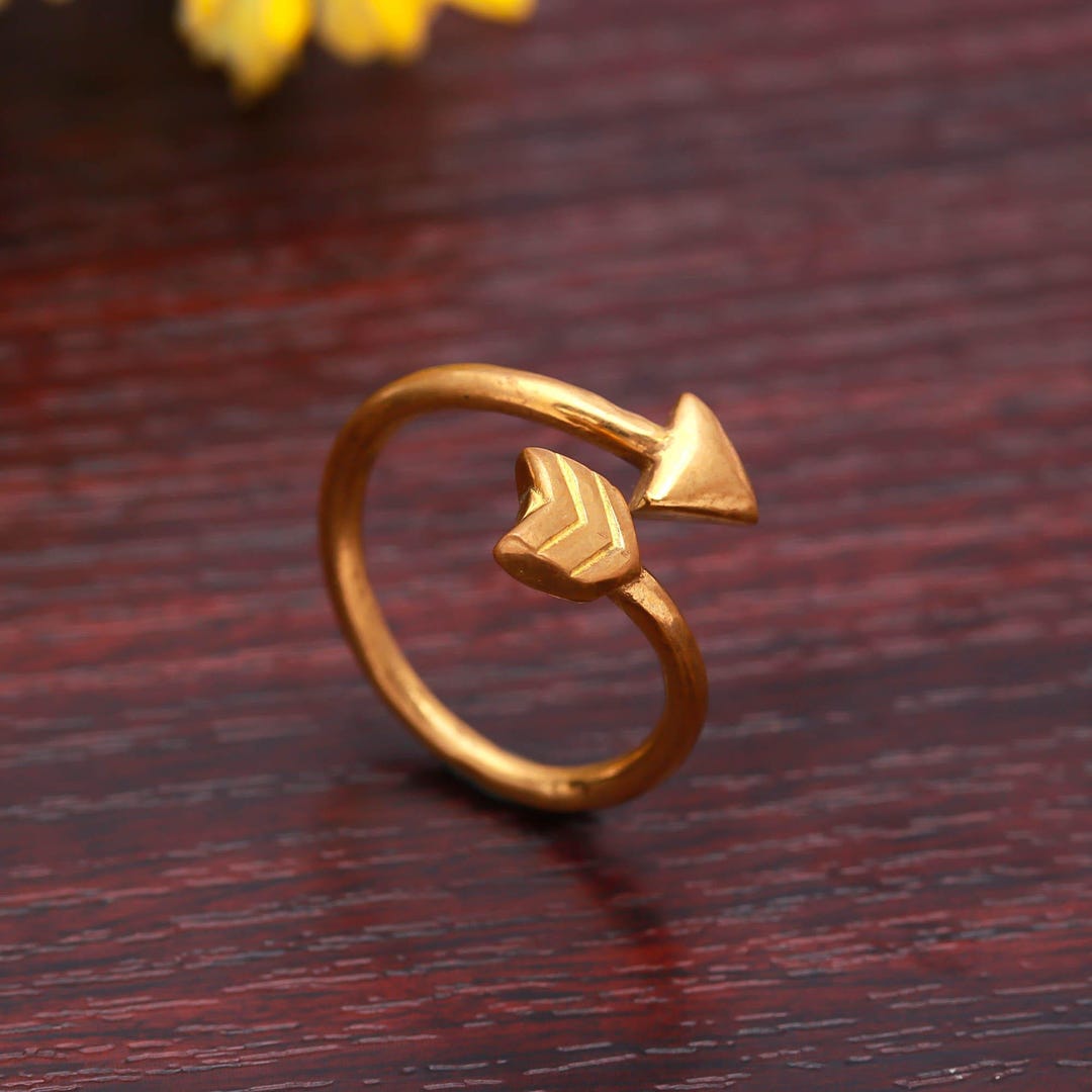 Gold Plated Sterling Silver Arrow Ring: Adjustable Boho Jewelry - Etsy