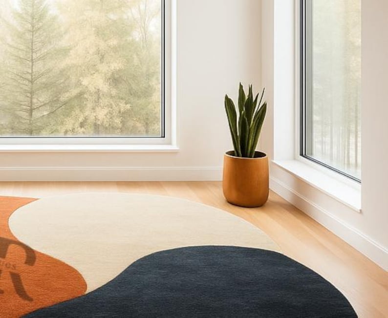 Modern Organic Shape Area Rug – Multicolor Abstract Carpet for Living ...