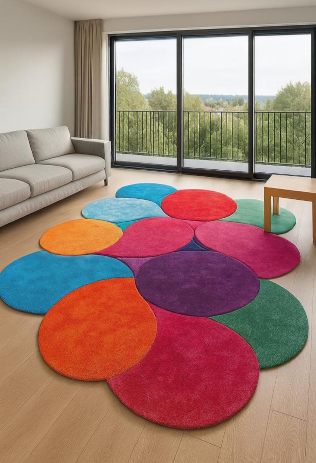 Colorful Modern Round Circle Rug – Multicolor Geometric Living Room ...