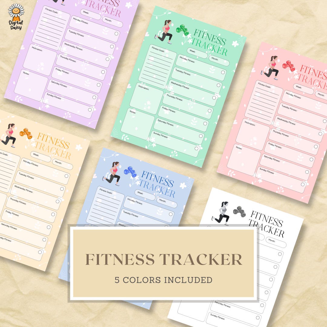 Fitness Tracker Printable | Wellness Log Digital Download | Workout ...