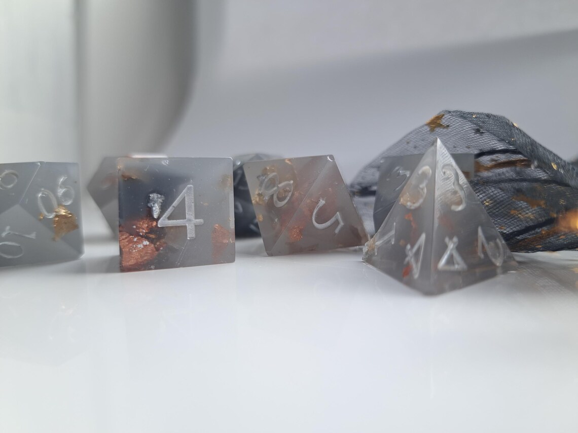 Sharp Edge Resin Dice Set (7 Peices) - Smoke Grey - Etsy