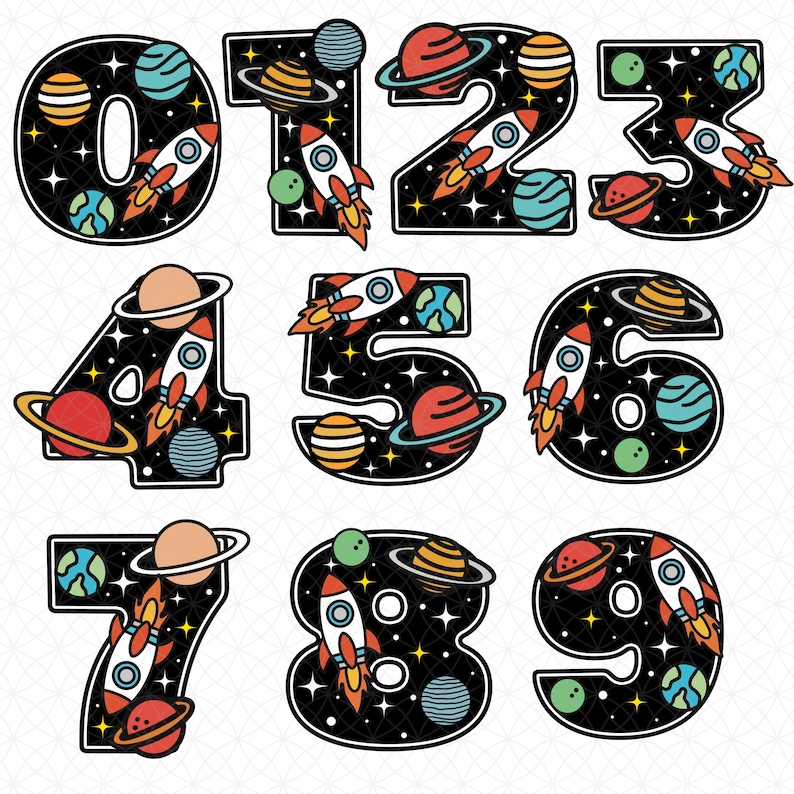 Space Alphabet | Letters & Numbers (PNG Digital Download) - Etsy