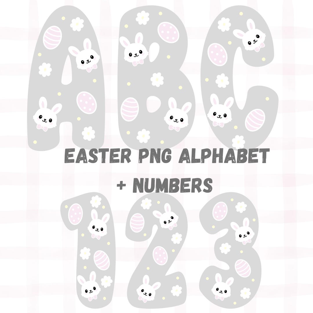 Easter Bunny Alphabet Clipart | Hand-drawn PNG (digital Download) - Etsy