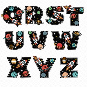 Space Alphabet | Letters & Numbers (PNG Digital Download) - Etsy