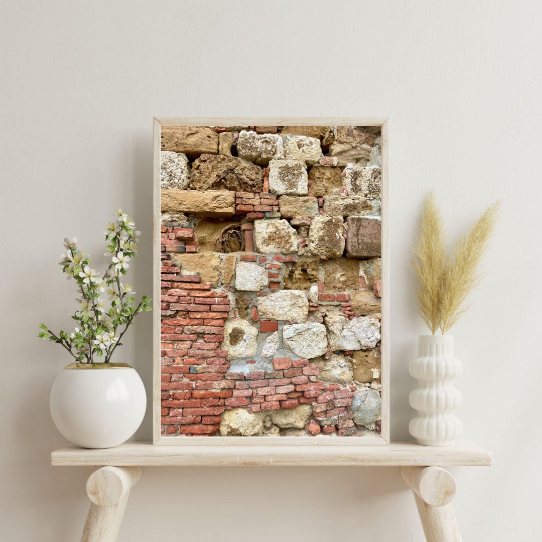Tuscany Stone Wall Photography Print: Rustic Italian Decor (digital ...