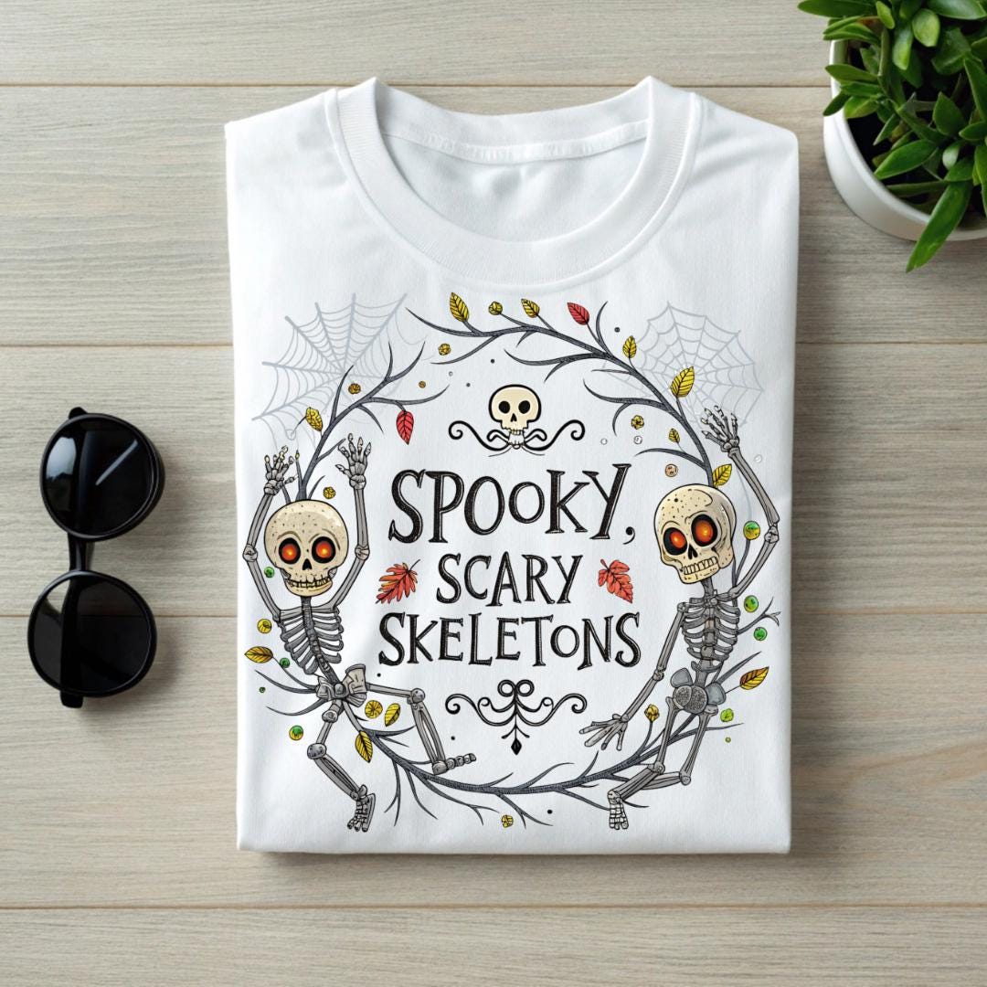 Vintage Halloween Skeletons PNG: Gothic Web Wreath, Retro Emblem ...