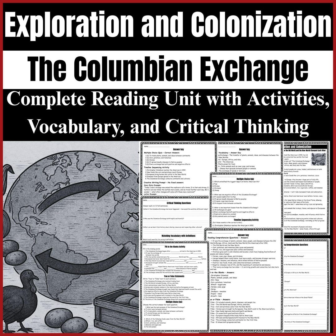 Columbian Exchange Lesson | Exploration & Colonization Reading Unit ...