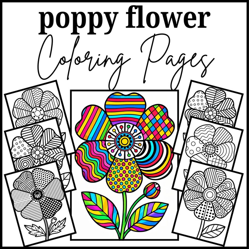 Poppy Flower Op Art Coloring Pages | Memorial Day, Veterans Day ...