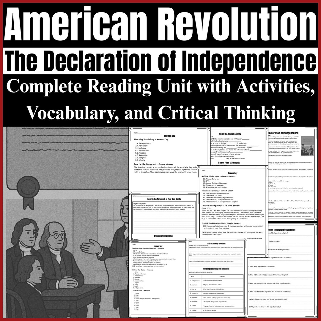 Declaration of Independence Reading Passage & Activities| 4th 5th 6th ...