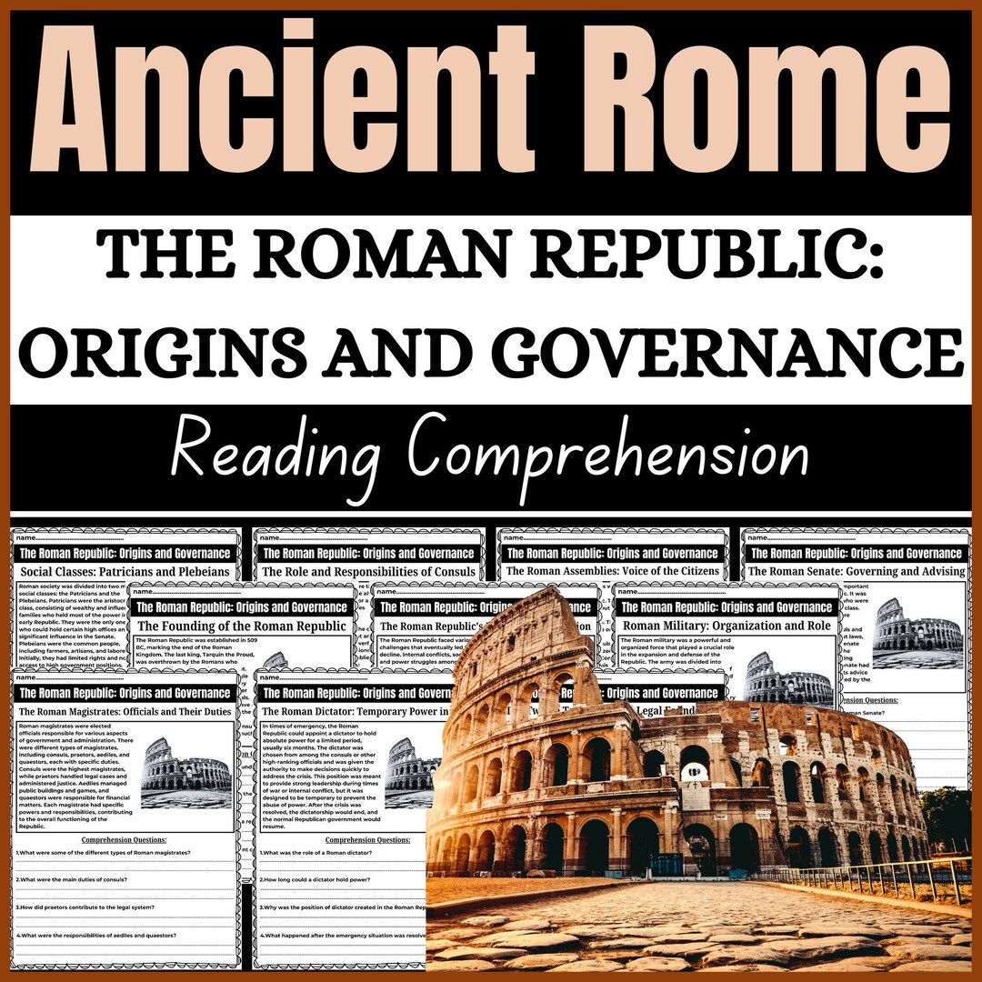 Roman Republic Reading Comprehension Worksheets | Ancient Rome Passage ...