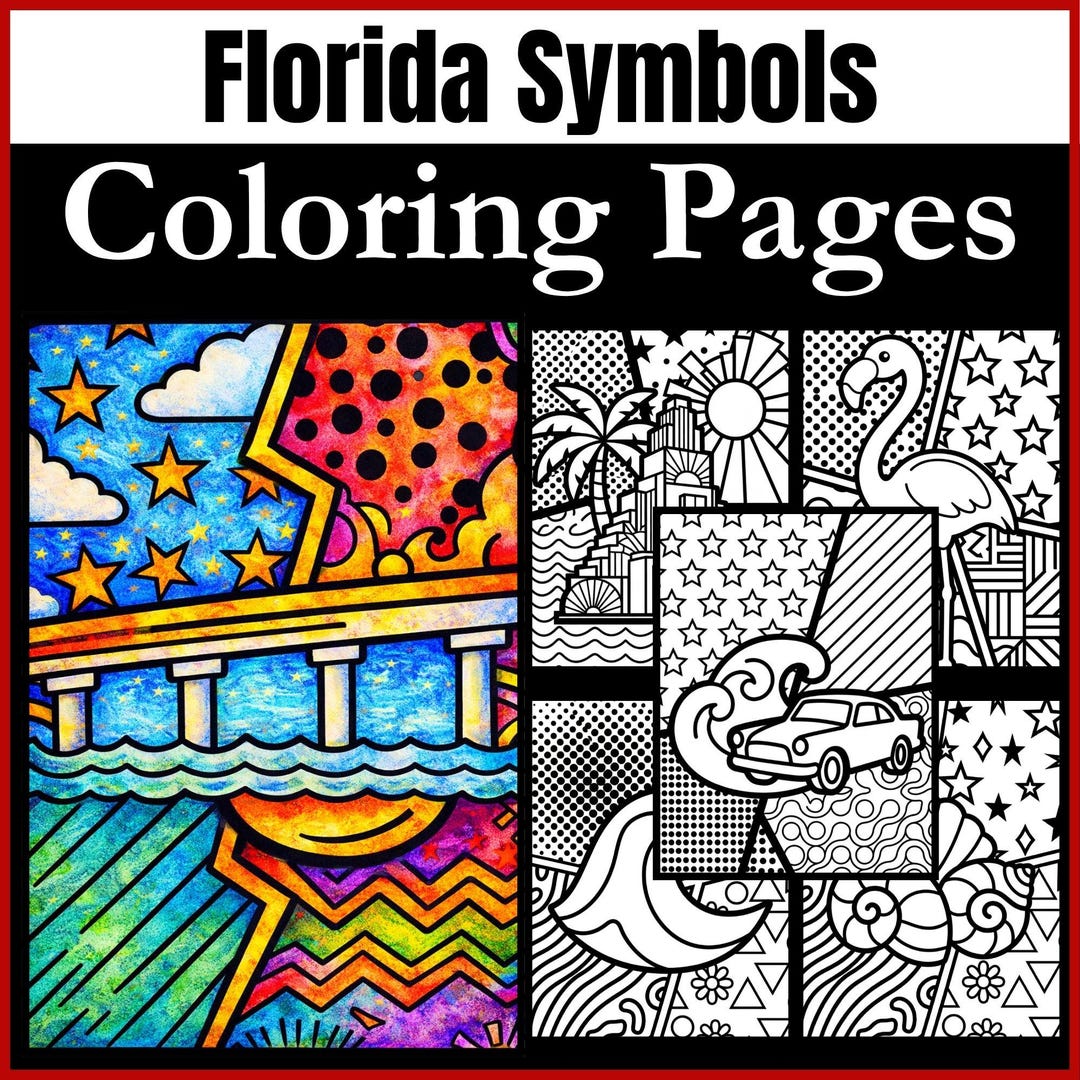 Florida Symbols Pop Art Coloring Pages | State Symbols Activity for ...