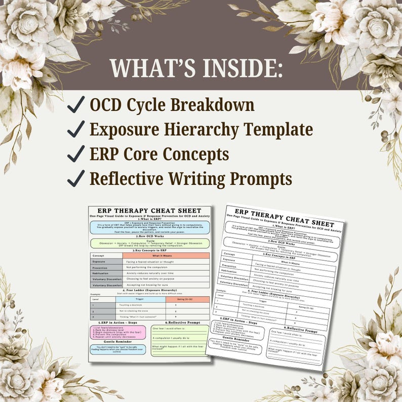 ERP Therapy Cheat Sheet – One-page OCD Treatment Guide to Exposure ...