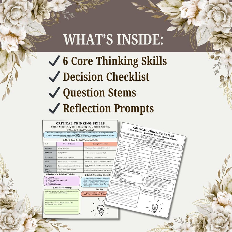 Critical Thinking Skills Cheat Sheet – One-page Visual Guide to Analyze ...
