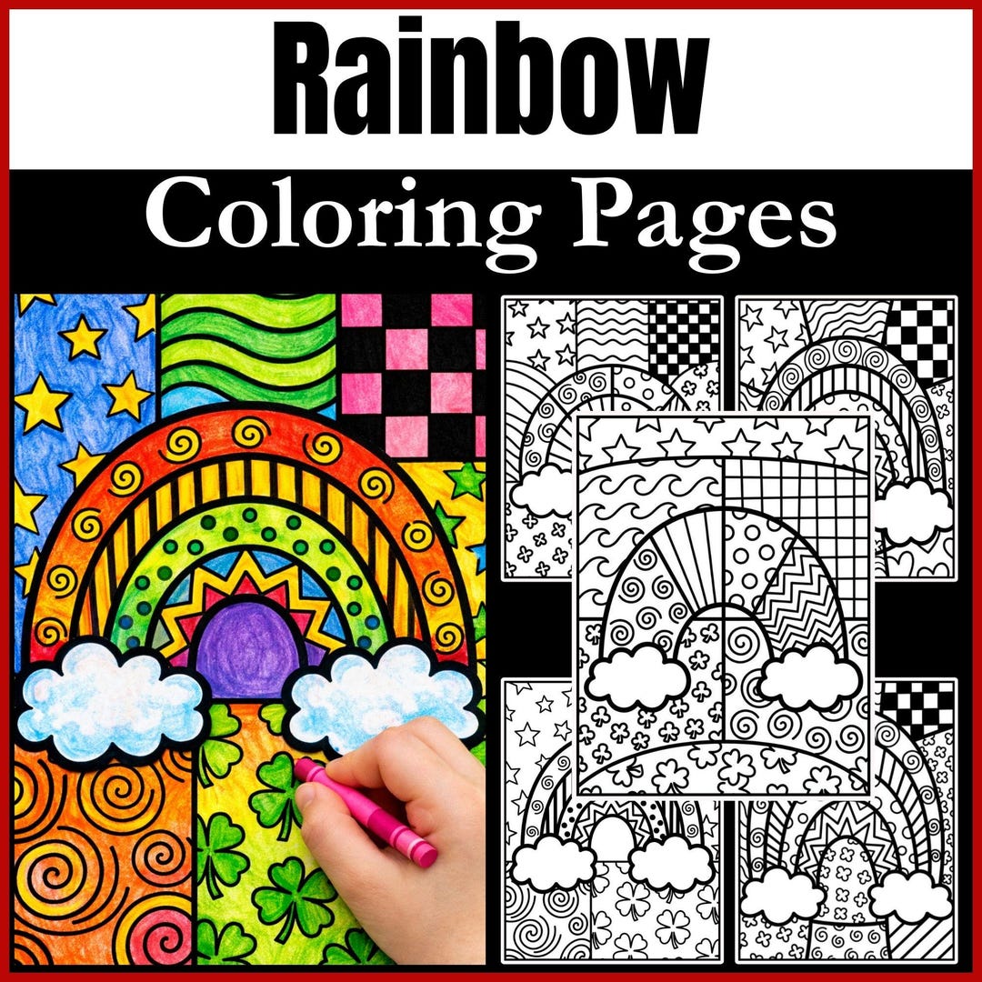 Rainbow Coloring Pages | St Patrick’s Day Doodle Coloring Sheets, Irish ...