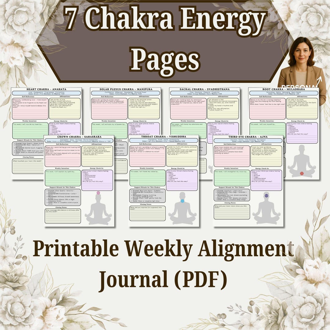 7 Chakras Weekly Energy Alignment Pages • Printable Self-care ...