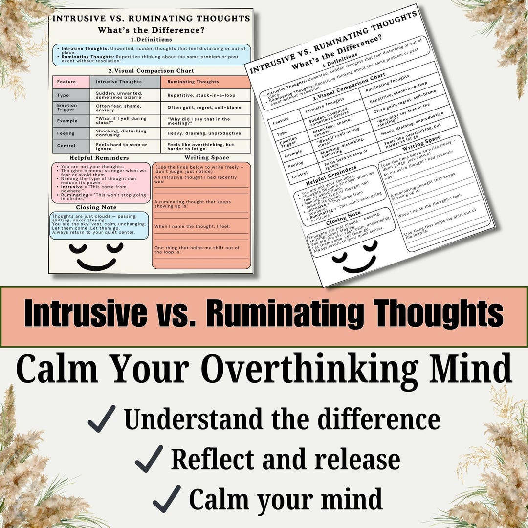 Intrusive Thoughts Vs. Ruminating Thoughts – Cbt‑inspired Worksheet ...