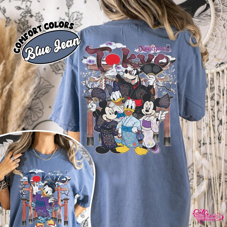 Tokyo Disneyland Mickey and Friends Kimono Shirt, 2 Sided Custom Disney ...