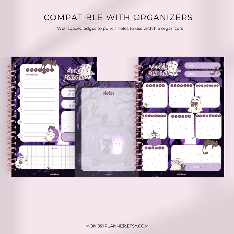 Kawaii Ghost Halloween Planner Printable | Daily Weekly Monthly PDF ...