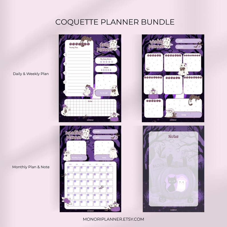 Kawaii Ghost Halloween Planner Printable | Daily Weekly Monthly PDF ...