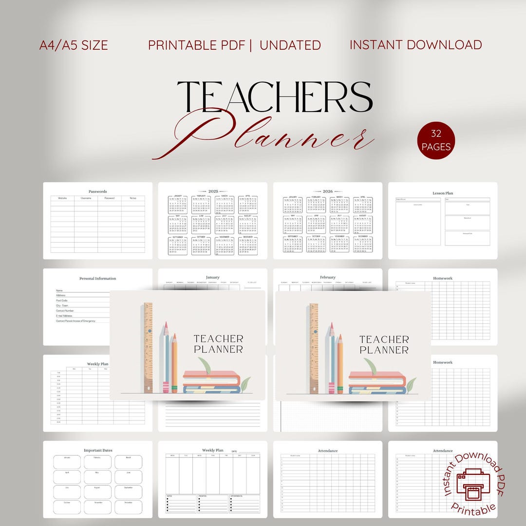 Teacher Planner Printable | Lesson Planner Classroom Planner 2025 2026 ...