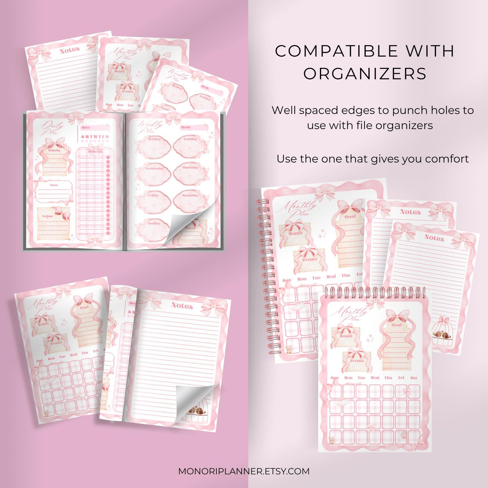 Coquette Planner Bundle | Daily Weekly Monthly Schedule to Do List ...