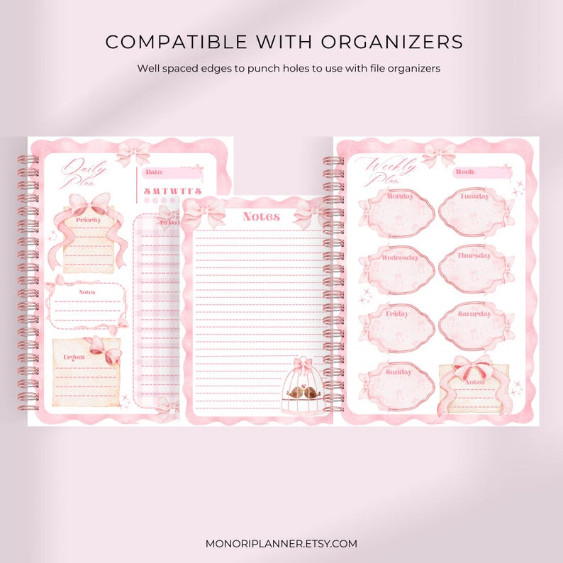 Coquette Planner Bundle | Daily Weekly Monthly Schedule to Do List ...