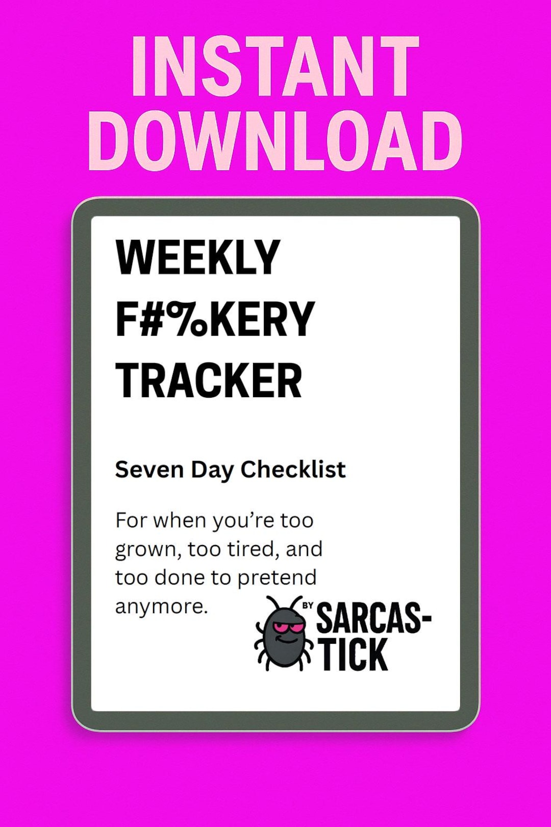 WEEKLY F#%KERY Tracker – Funny Printable Digital Planner PDF, Sarcastic ...