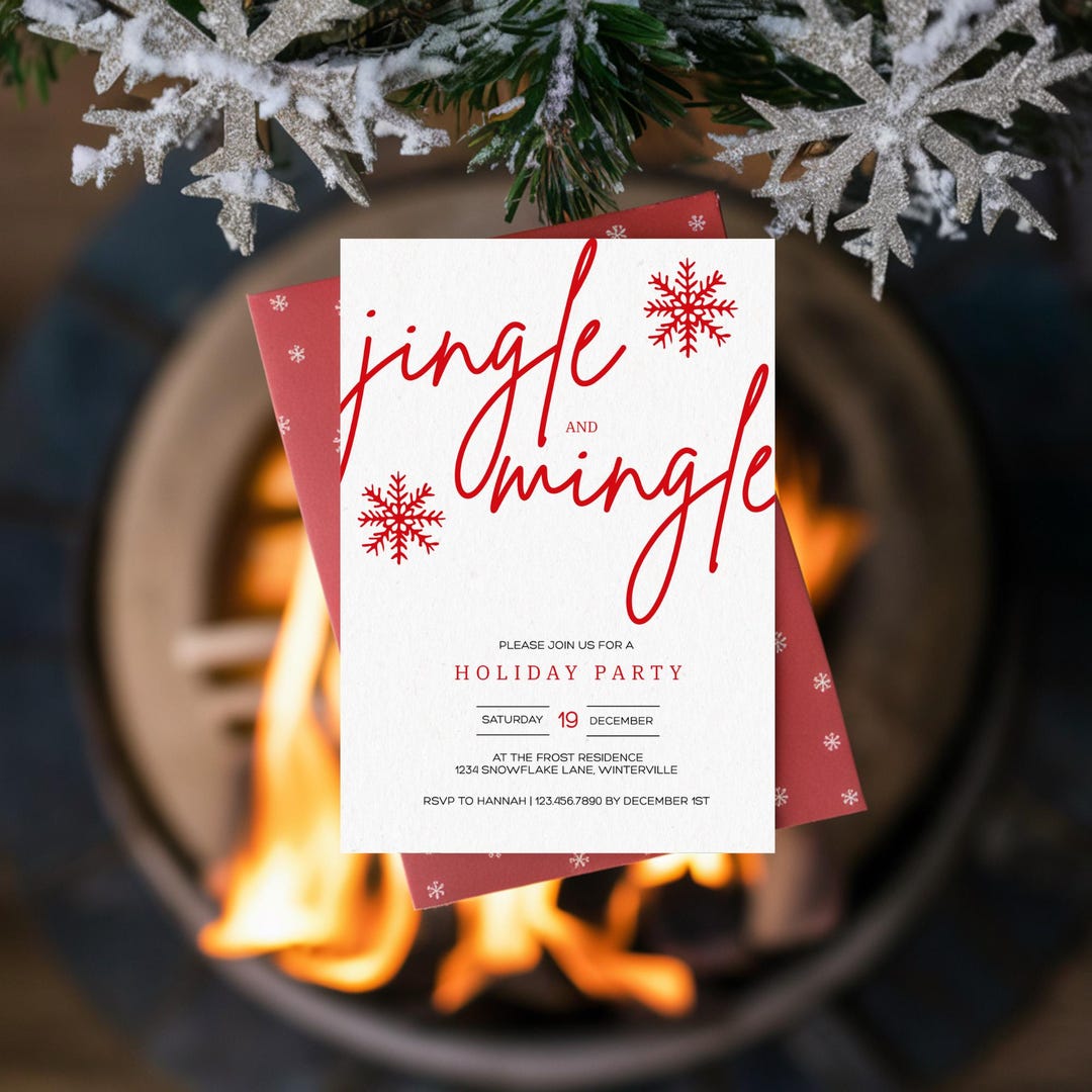 Editable Holiday Party Invitation, Festive Christmas Template (5x7 ...