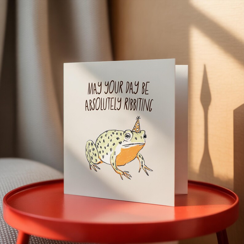 Punny Frog Birthday Card: Ribbiting Pun Greeting Card - Etsy