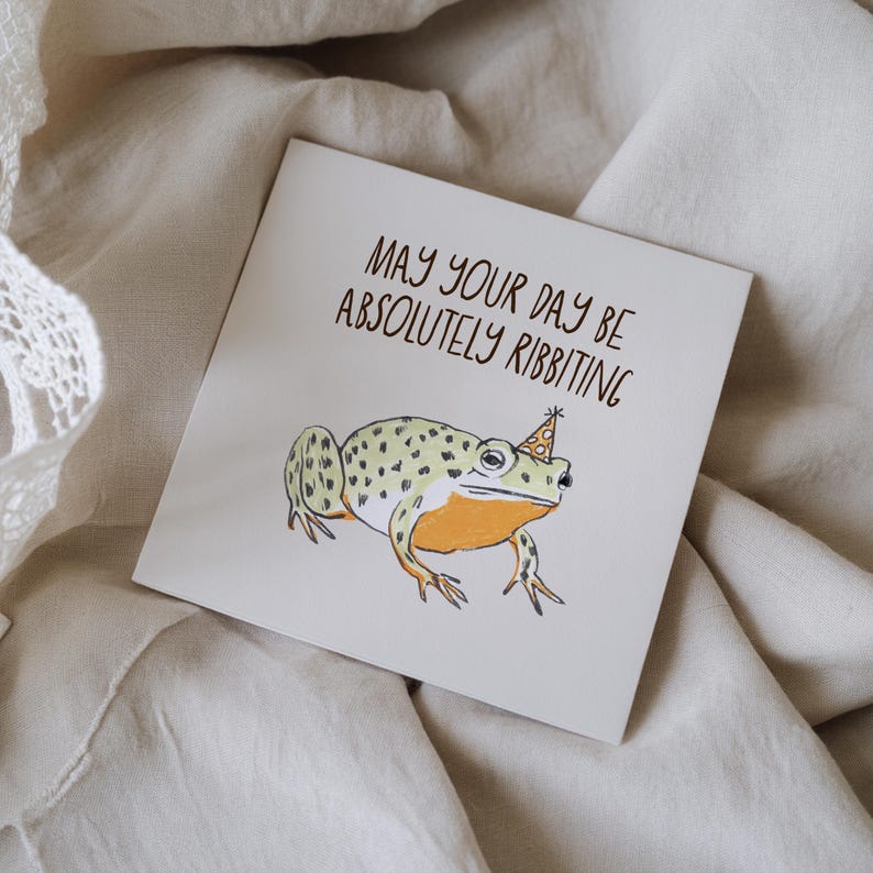 Punny Frog Birthday Card: Ribbiting Pun Greeting Card - Etsy