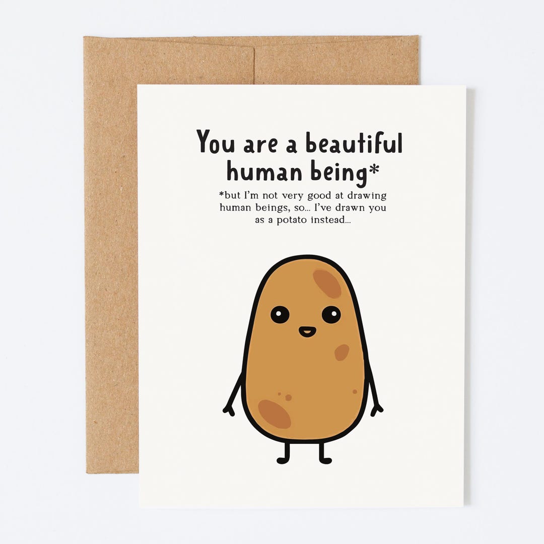 Funny Potato Thank You Card: Silly Just Because Greeting Card - Etsy UK